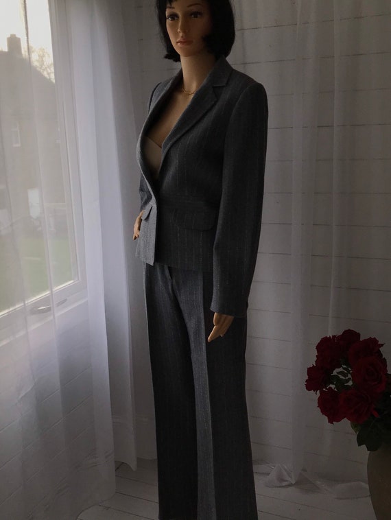 Vintage 80/90s Monsoon Grey with pink stripes wool se… - Gem