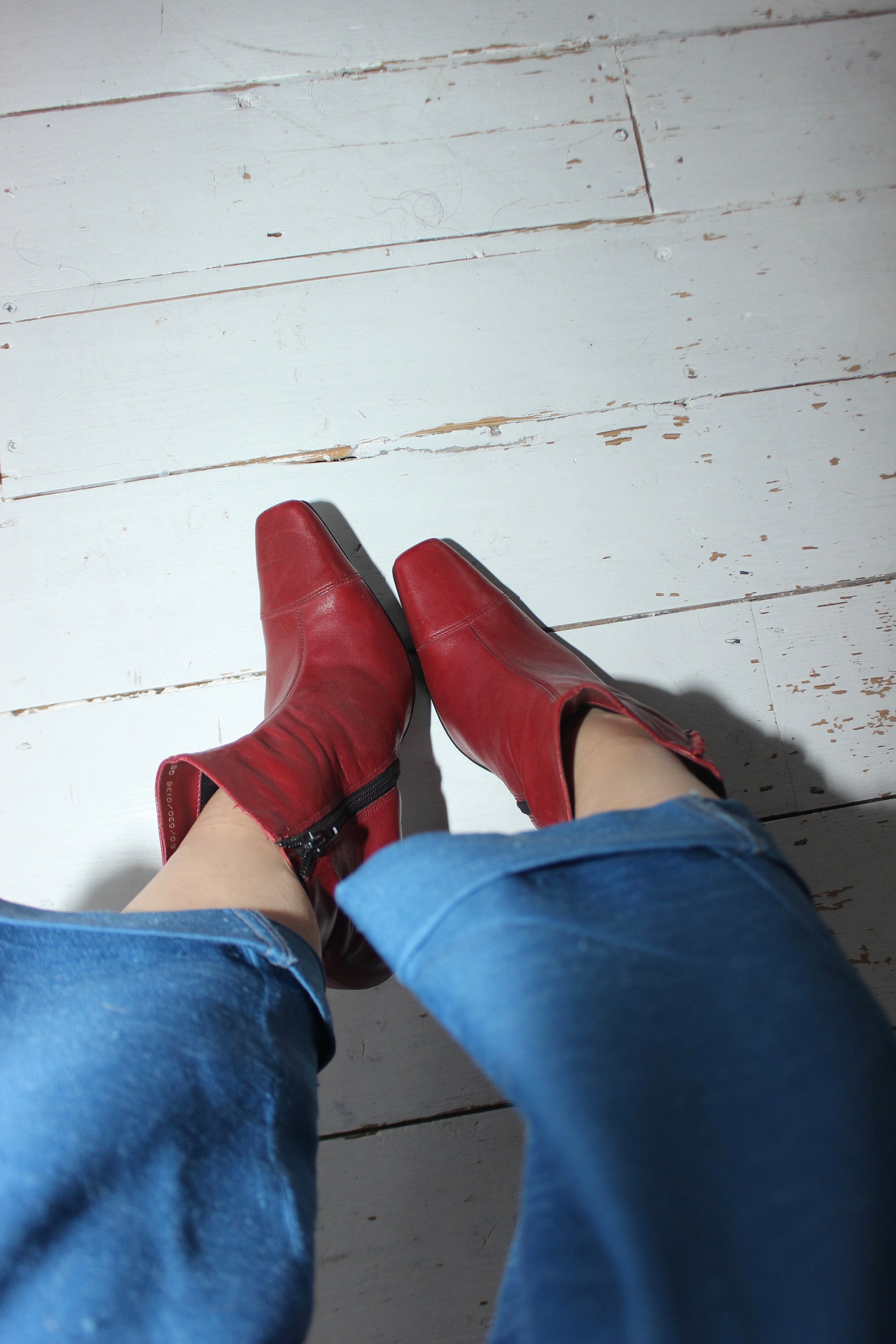 Vintages 1980s 90s Blood Red Real Leather High Heel Pointy Tip Ankle ...