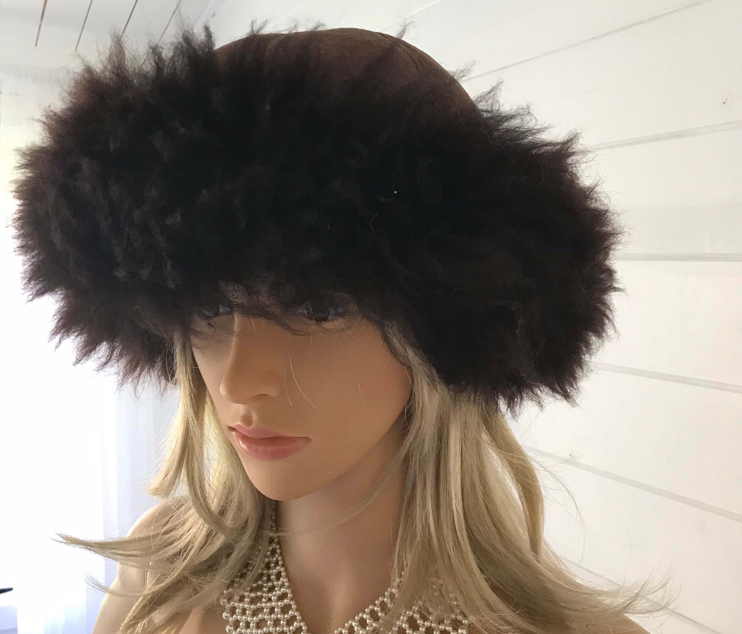 Vintage 1970s Black Shearling Sheepskin Hat Size S - Etsy