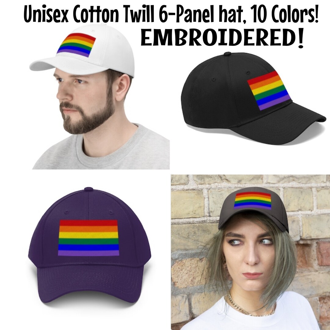 LGBTQ Rainbow Pride Unisex Twill Hat, Rainbow Pride Flag Accessories ...