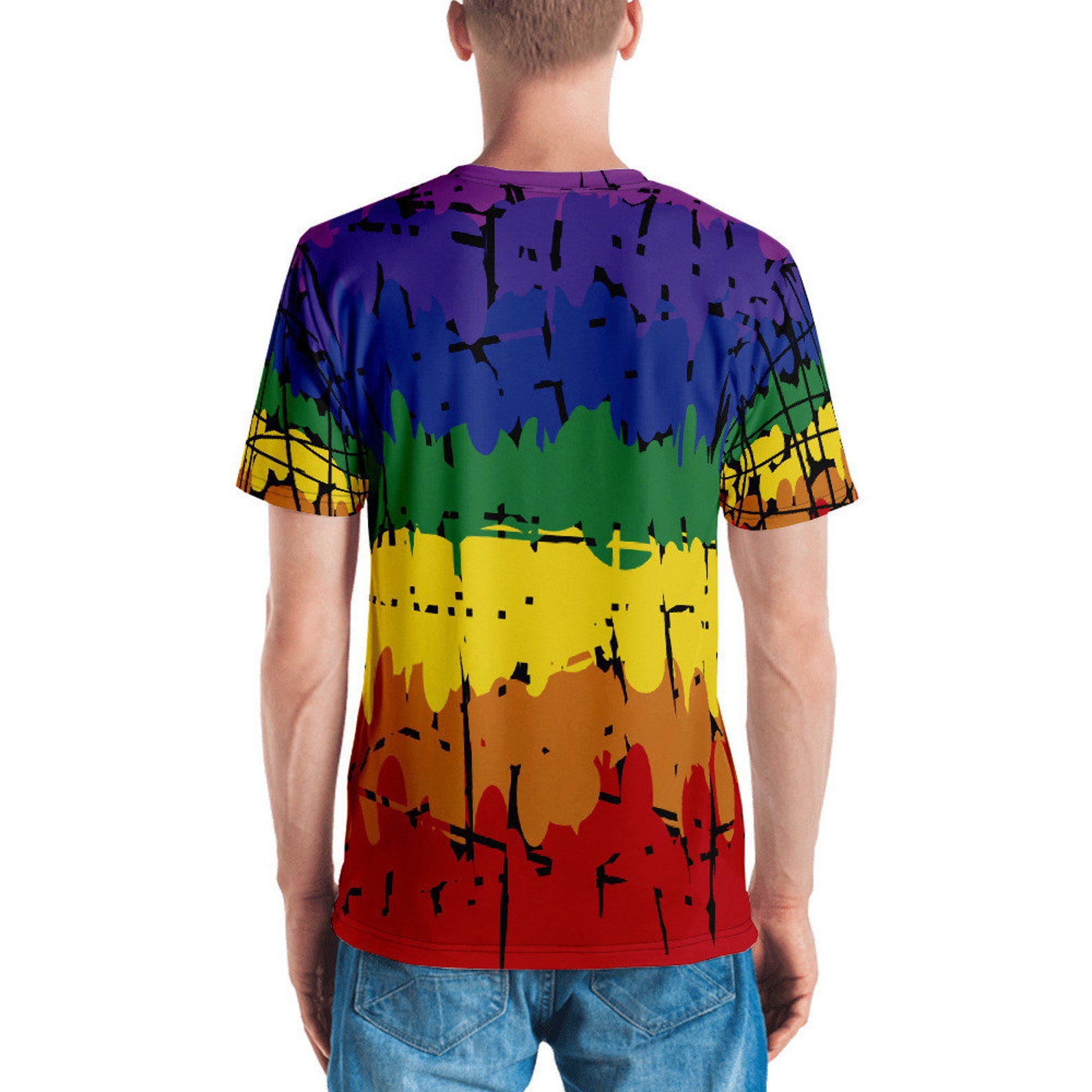 Gay Pride Rainbow T-shirt Men's T-shirt All Over Print Rainbow Shirt ...