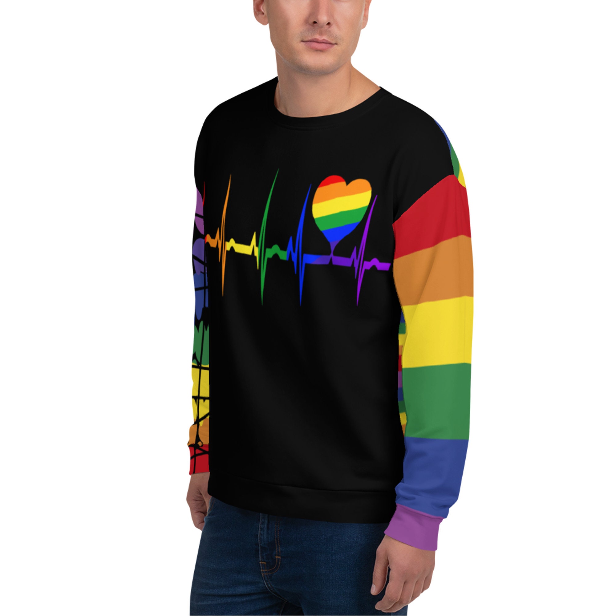Unisex LGBTQ Rainbow Sweatshirt, Lgbtq Rainbow Pride, Gay Lesbian ...
