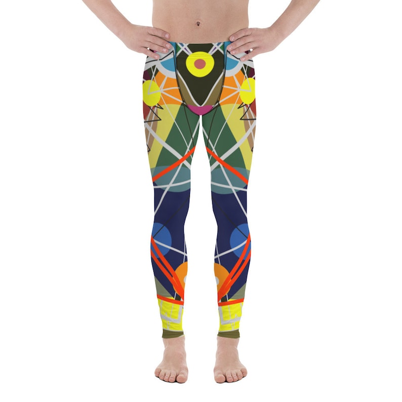 Mens Leggings Multi-colored Art Pattern Leggings Sexy Leggings Mens ...