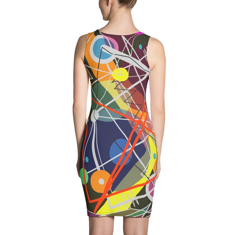 Art Print Dress, Geometrical Pattern, Festival Clothing, Party Fitted ...