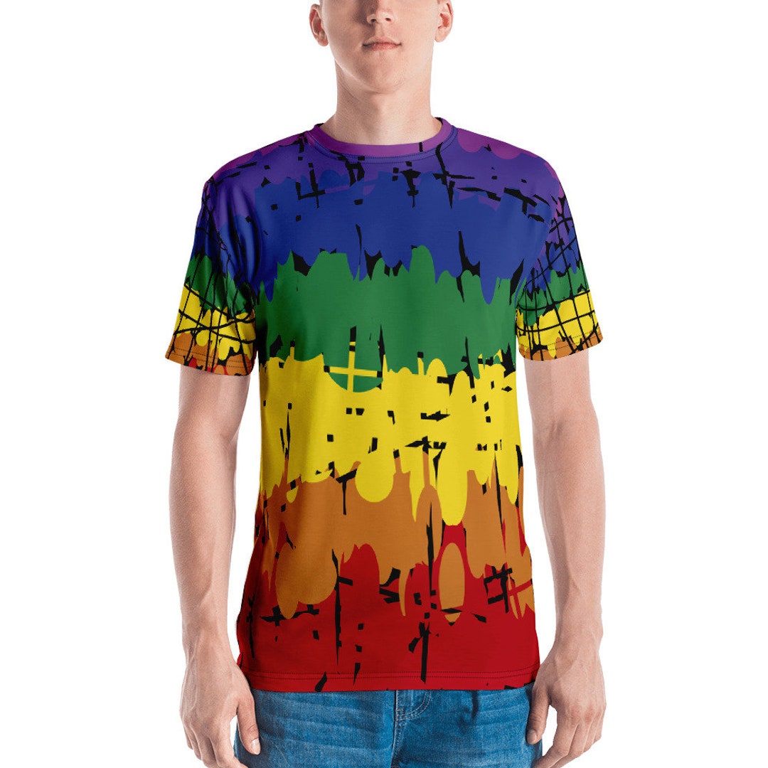 Gay Pride Rainbow T-shirt Men's T-shirt All Over Print Rainbow Shirt ...