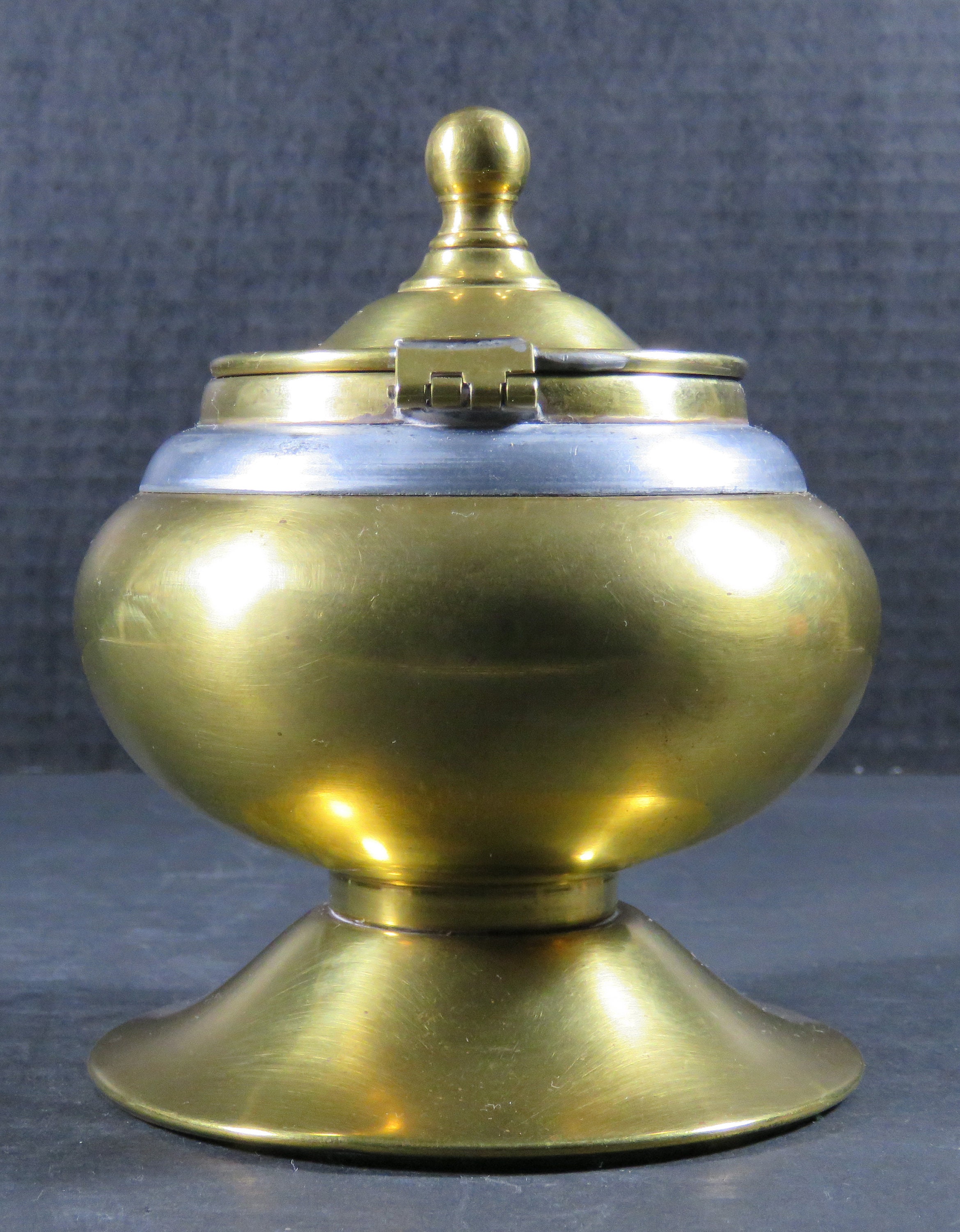 Vintage Brass Urn Inkwell Glass Insert Hinged Metal - Etsy