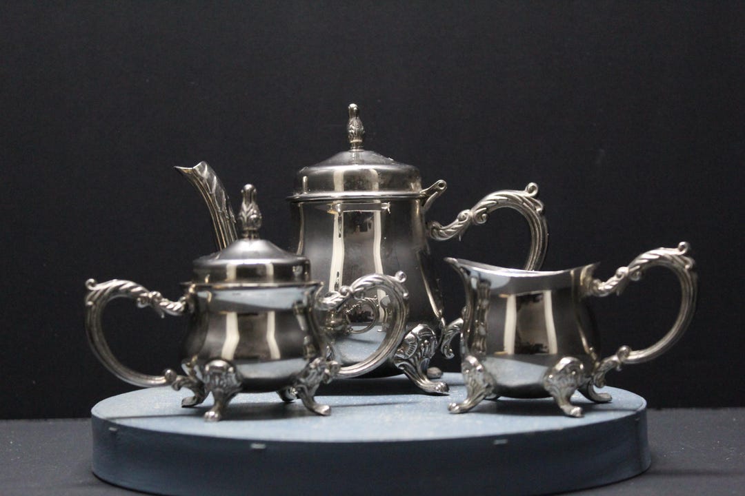 Godinger Miniature Silver-plated Tea Set, Vintage Footed Teapot ...
