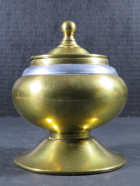 Vintage Brass Urn Inkwell Glass Insert Hinged Metal | Etsy