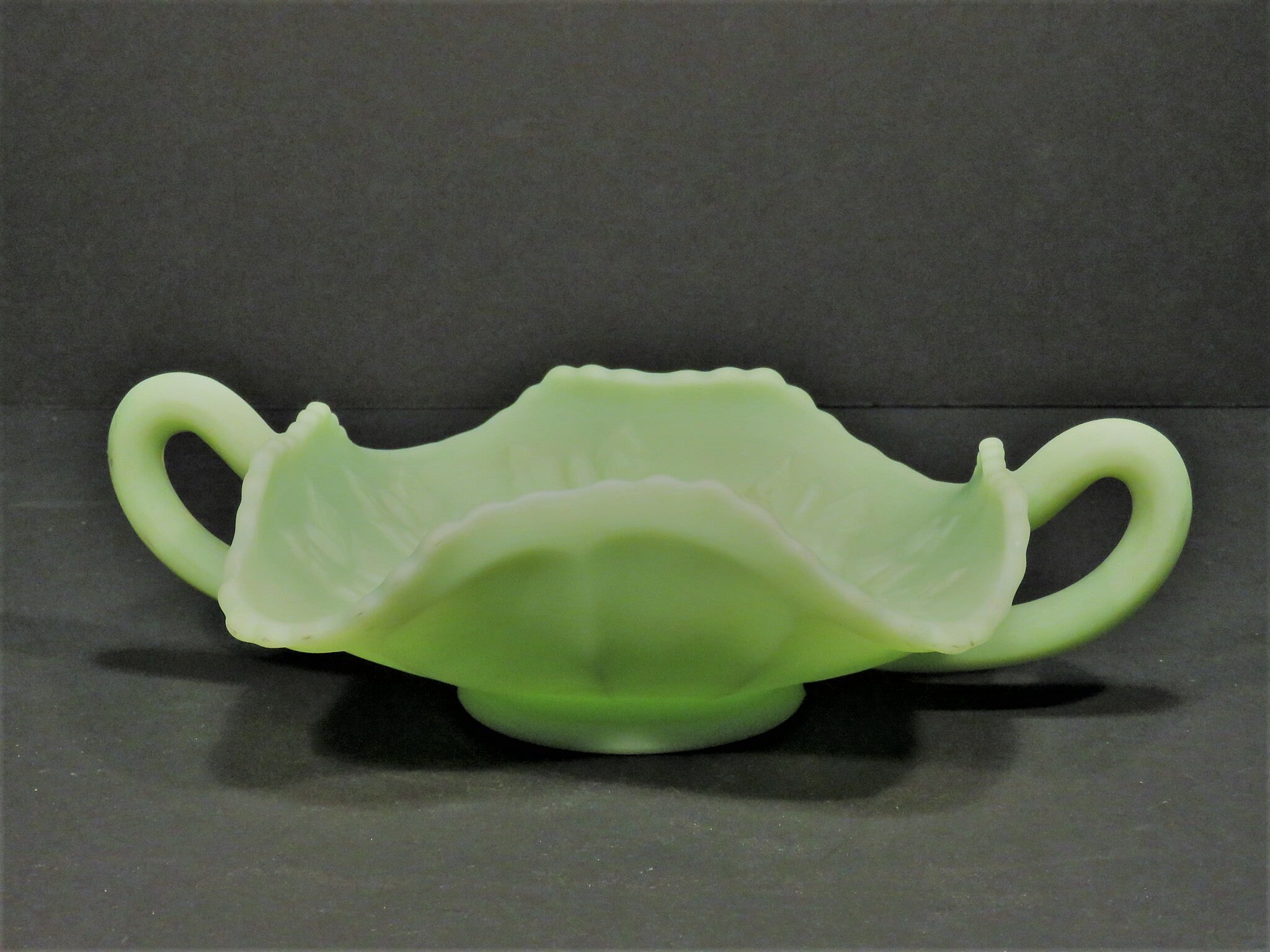 Vintage Fenton Lime Green Satin Uranium Glass Handled - Etsy