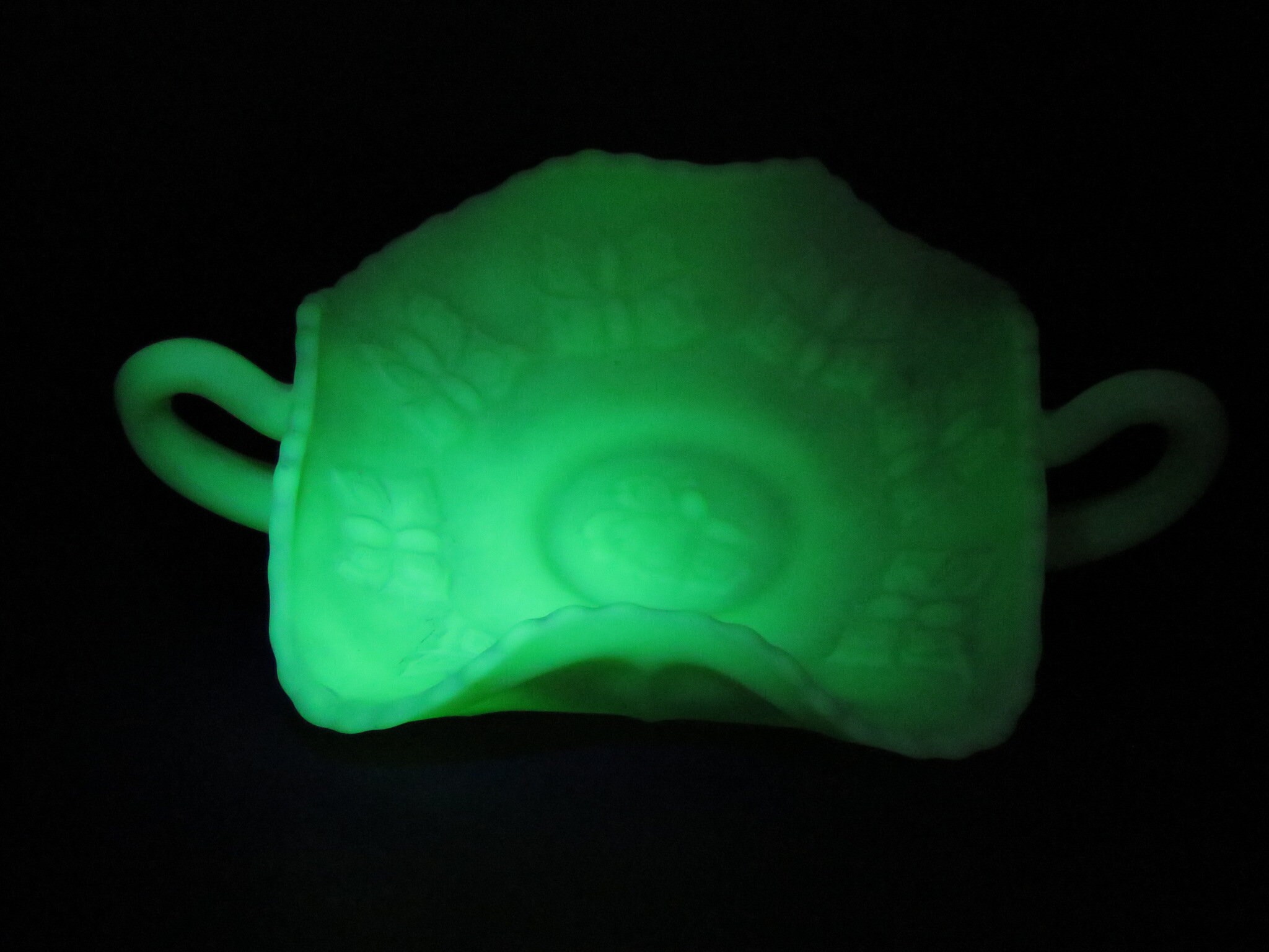 Vintage Fenton Lime Green Satin Uranium Glass Handled - Etsy