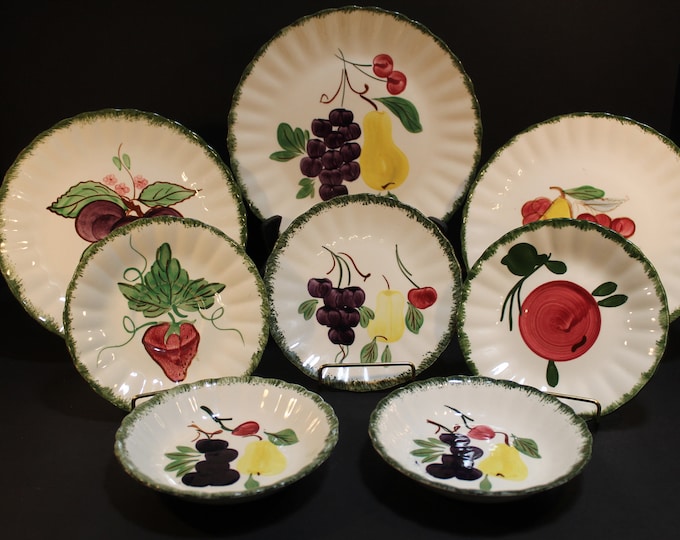 Blue Ridge Southern Pottery Fruit Plates and Bowls, Lot of 8, Vintage ...