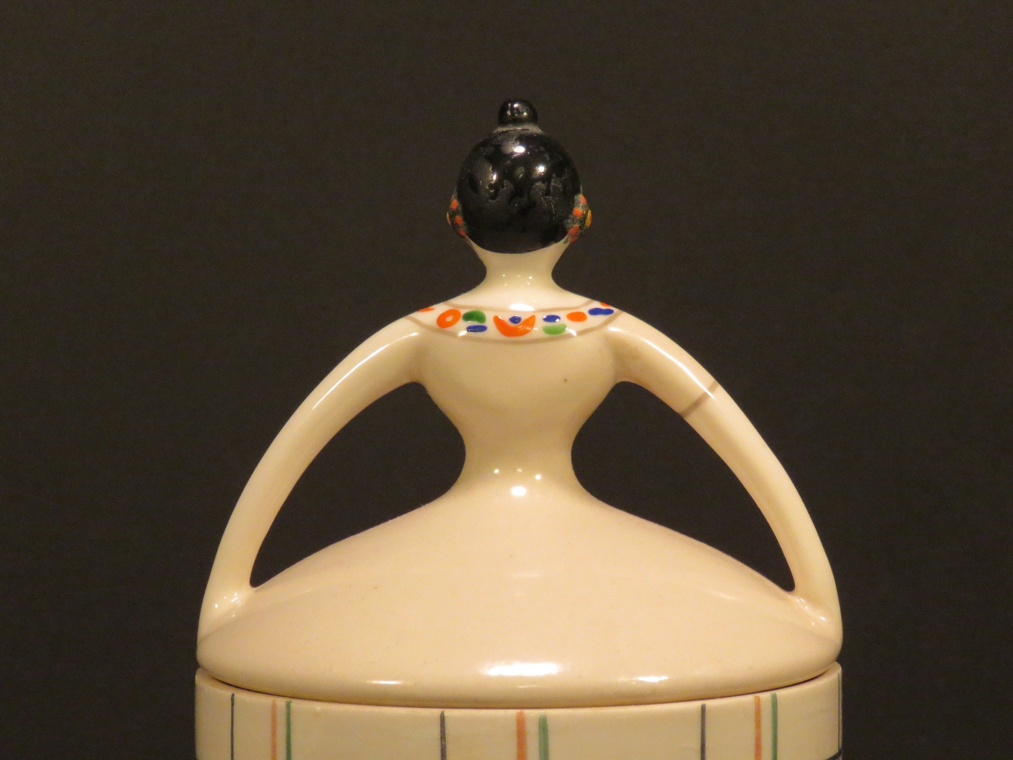 Fulper Pottery Art Deco Figural Lady Vanity Powder Dresser Jar / Stangl ...