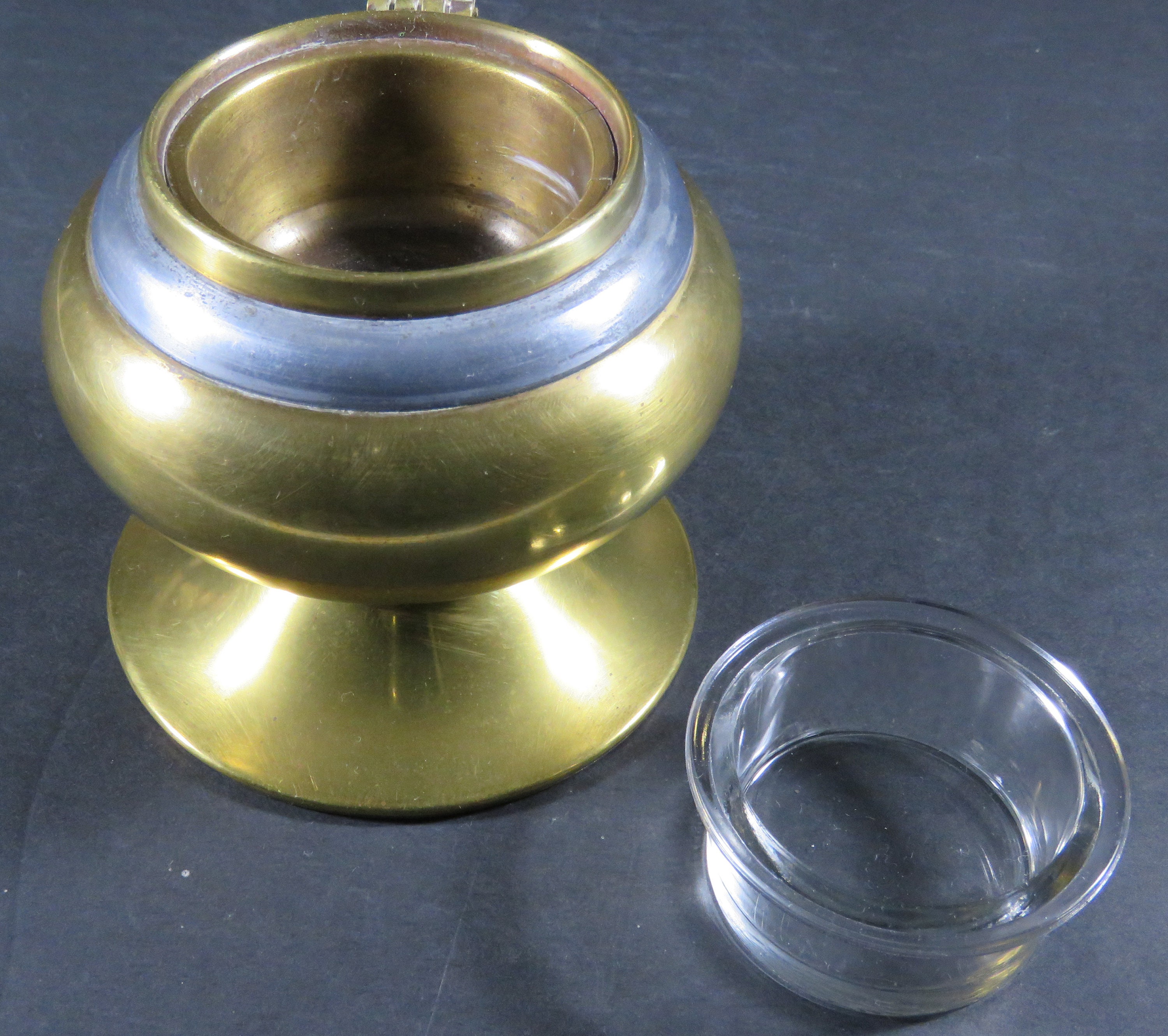 Vintage Brass Urn Inkwell Glass Insert Hinged Metal - Etsy