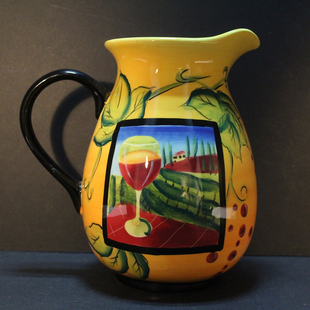 Naylor Designs Hand Painted Pitcher, Wine Country Vineyard, Henricksen ...