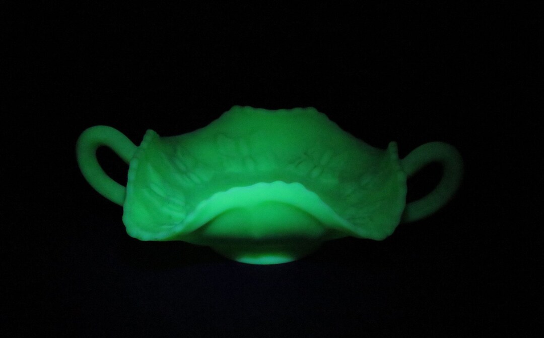 Vintage Fenton Lime Green Satin Uranium Glass Handled - Etsy