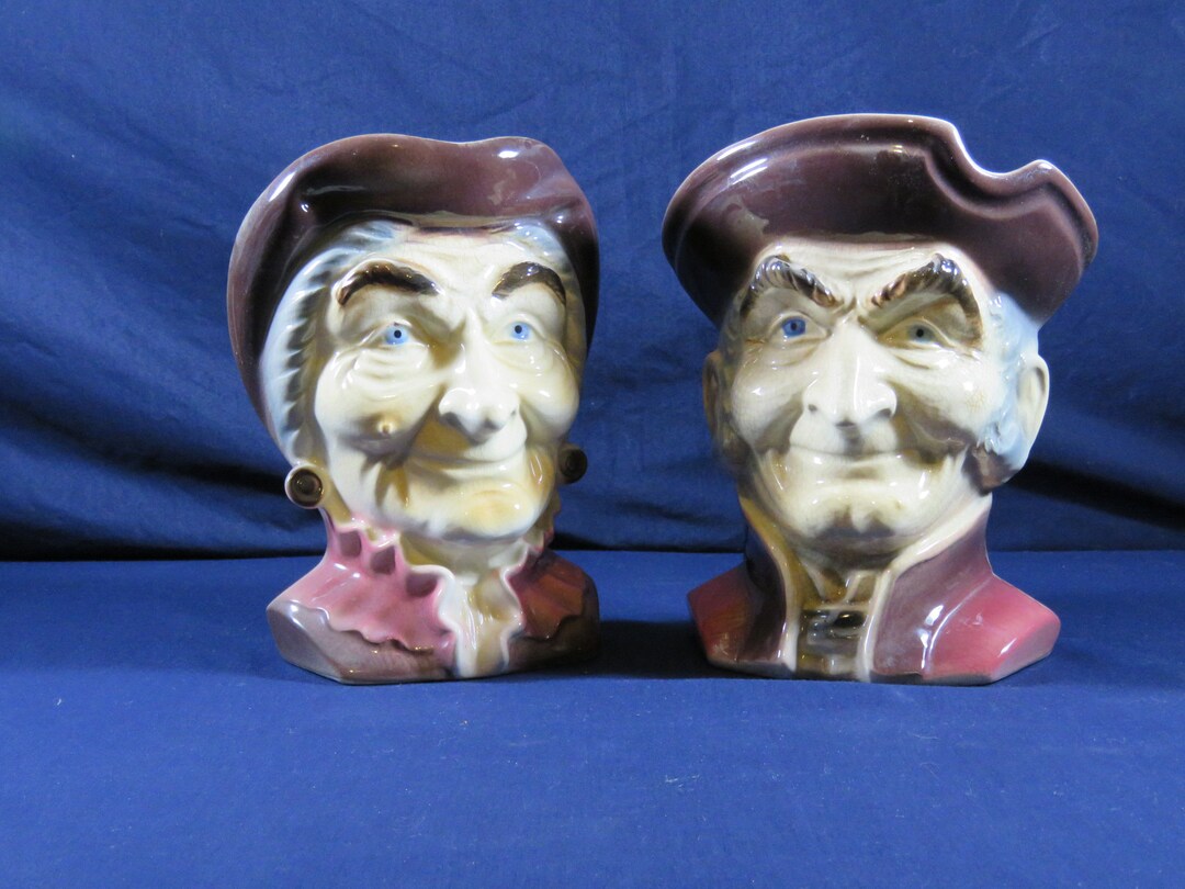Vintage Royal Copley Colonial Head Vase Wall Pockets Old Man & Woman - Etsy