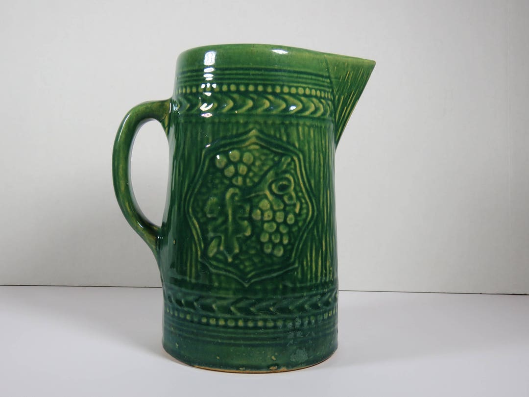Vintage Green Mccoy Stoneware Pitcher Tankard Grape Design - Etsy