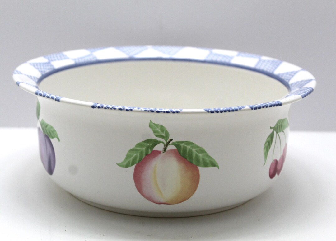 Pfaltzgraff Hopscotch Fruit Blue Checker Serving Bowl 9 1/2" Diameter ...