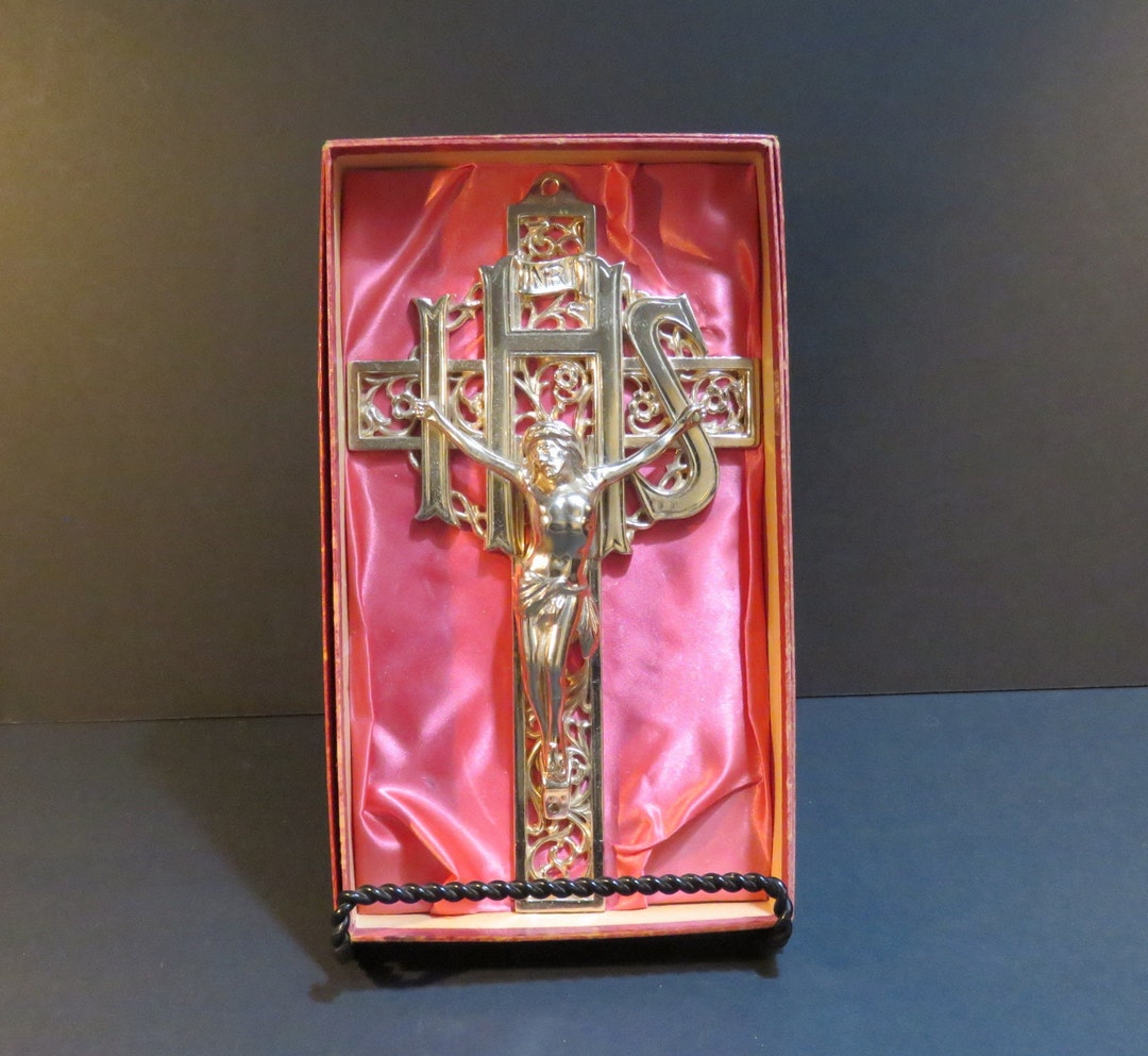 Gold Tone Brass IHS Crucifix Wall Mounted INRI Jesus Ornate - Etsy