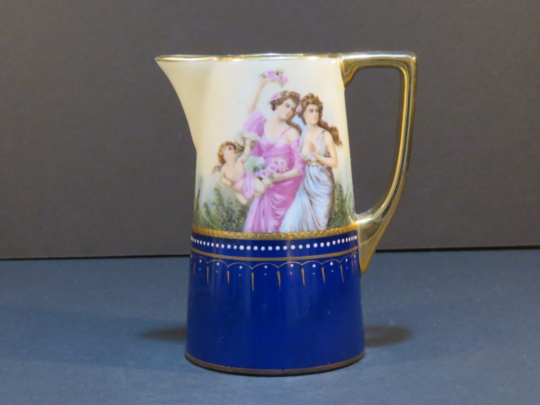 Antique Austrian Royal Vienna Style 5" Pitcher With Women and Cherubs ...