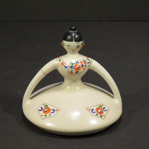 Fulper Pottery Art Deco Figural Lady Vanity Powder Dresser Jar / Stangl ...