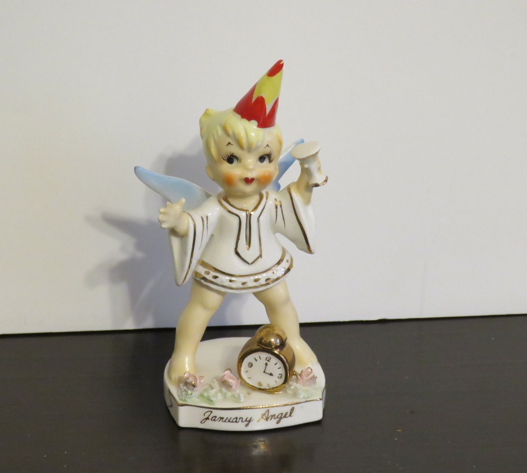 Rare Geo. Z. Lefton January Birthday Angel Figurine, Hand Painted 1950 ...