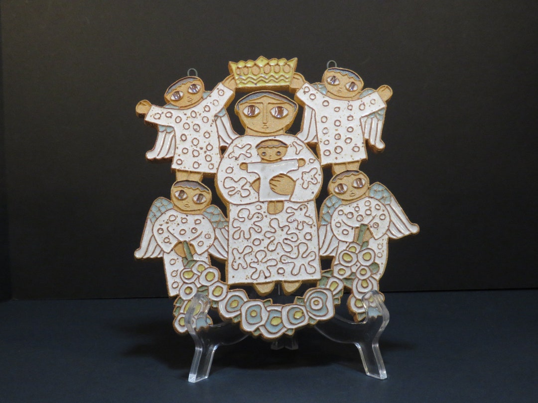 Vintage St Andrew's Abbey Hand Made Ceramic Mary, Jesus and Angels ...