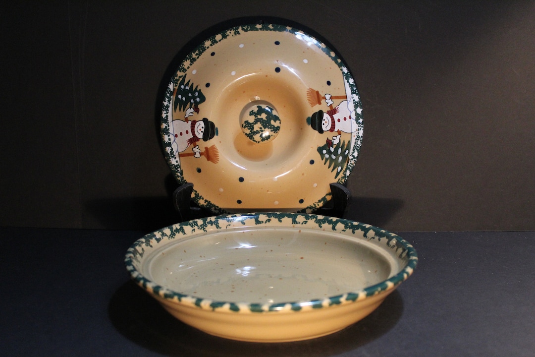 ABC Distributing Inc. "country Snowman" Stoneware Covered Pie Dish 9 ...