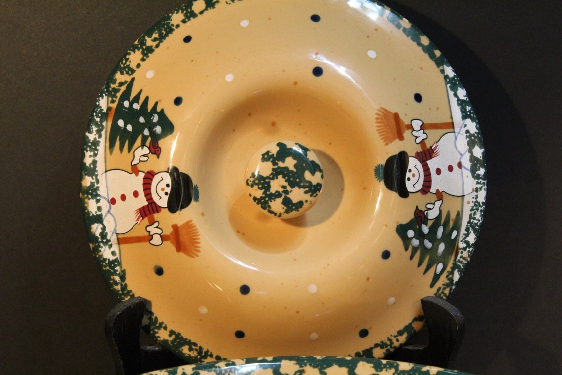 ABC Distributing Inc. "country Snowman" Stoneware Covered Pie Dish 9 ...