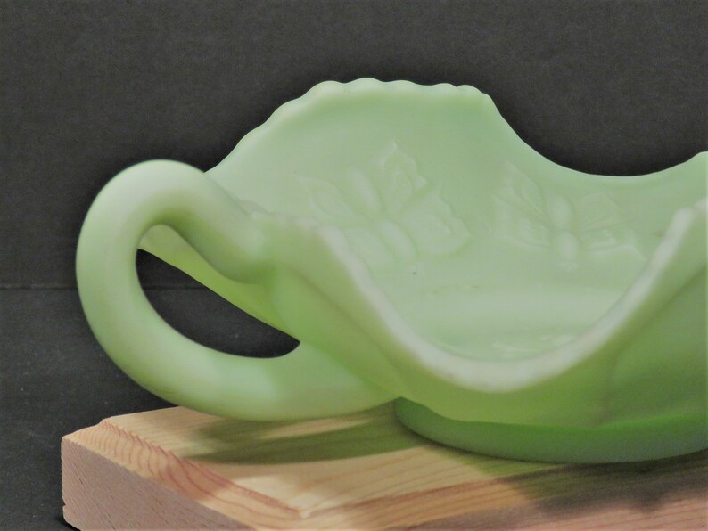 Vintage Fenton Lime Green Satin Uranium Glass Handled - Etsy