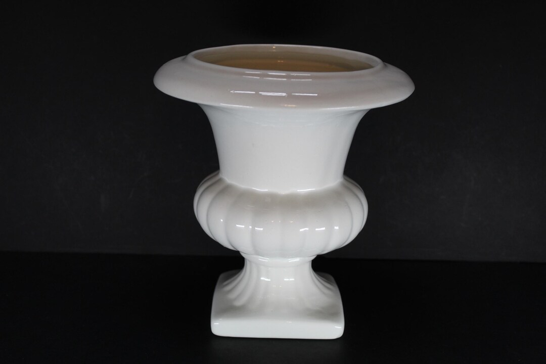 Medici Style White Glazed Ceramic Urn Vase or Planter, Vintage - Etsy