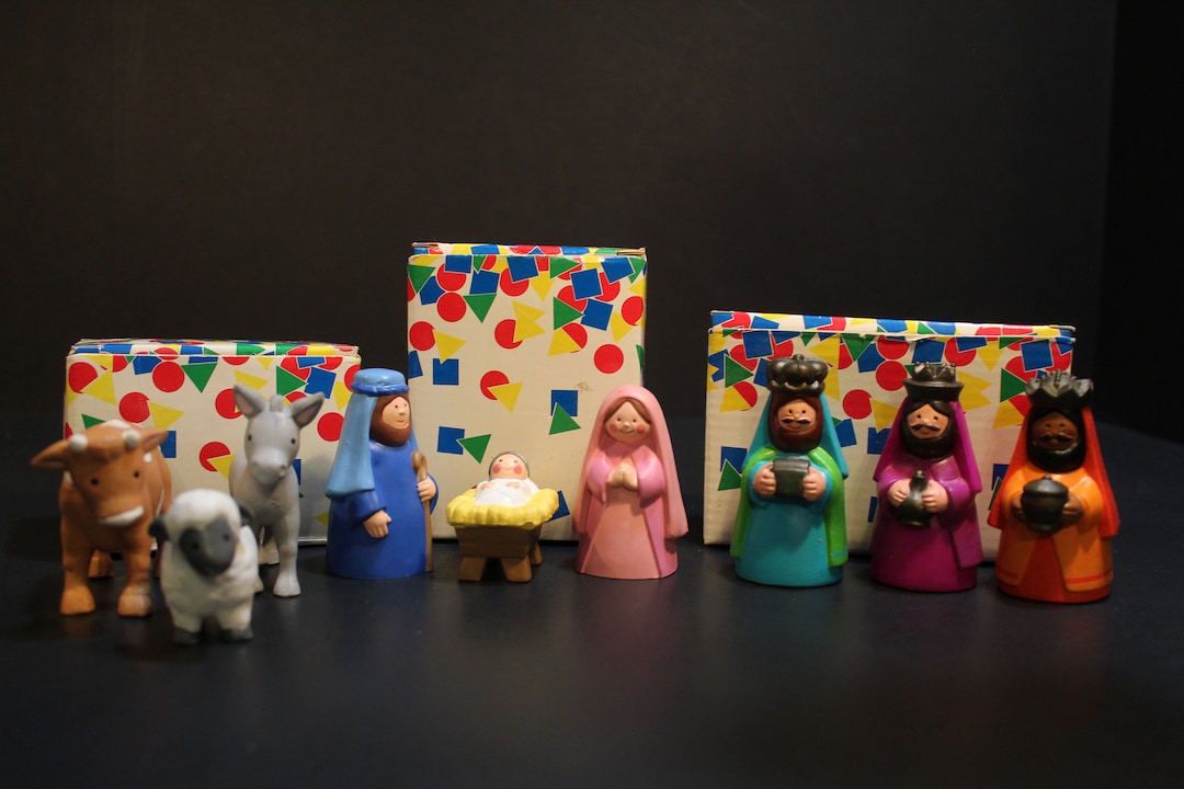 1993 Avon Nativity Set kids My First Christmas Complete 9 Pieces With 3 ...