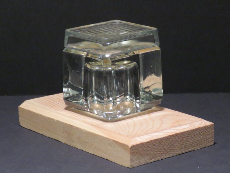 Antique Glass Inkwell Art Deco Square Waffle or Grid Lid - Etsy