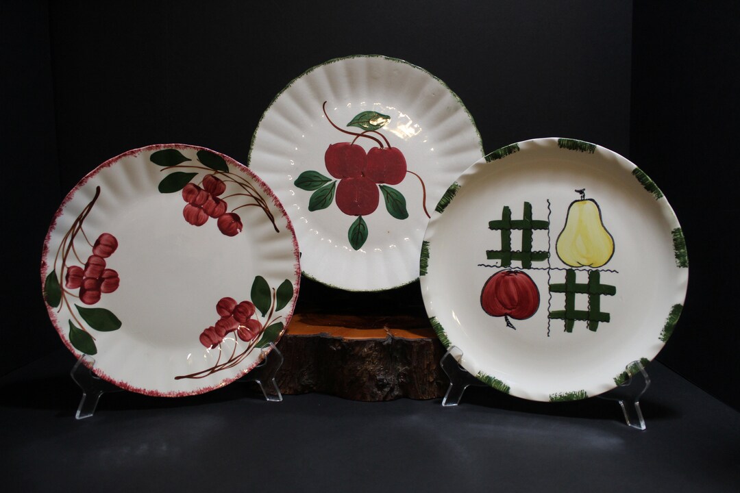 Blue Ridge Southern Pottery Plates, Apple Trio, Tick Tack, Cherry, 1938 ...