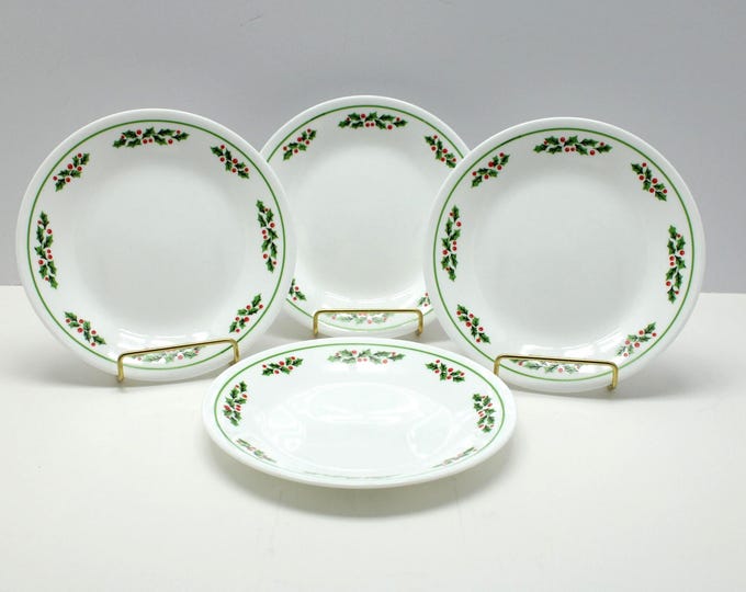 Corelle Winter Holy Set of 4 Bread Plates, Christmas Holiday Dinnerware ...