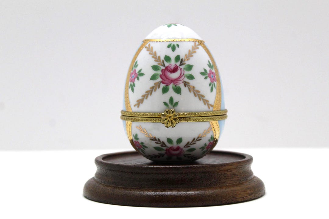 Royal Danube 1886 Egg, Porcelain Hinged Trinket Jewelry Box, Pink ...