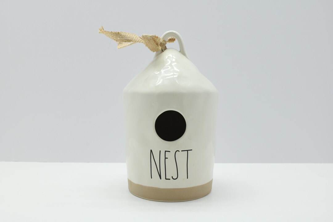 Rae Dunn "nest" Bird House With Burlap Ribbon by Magenta, Vintage - Etsy