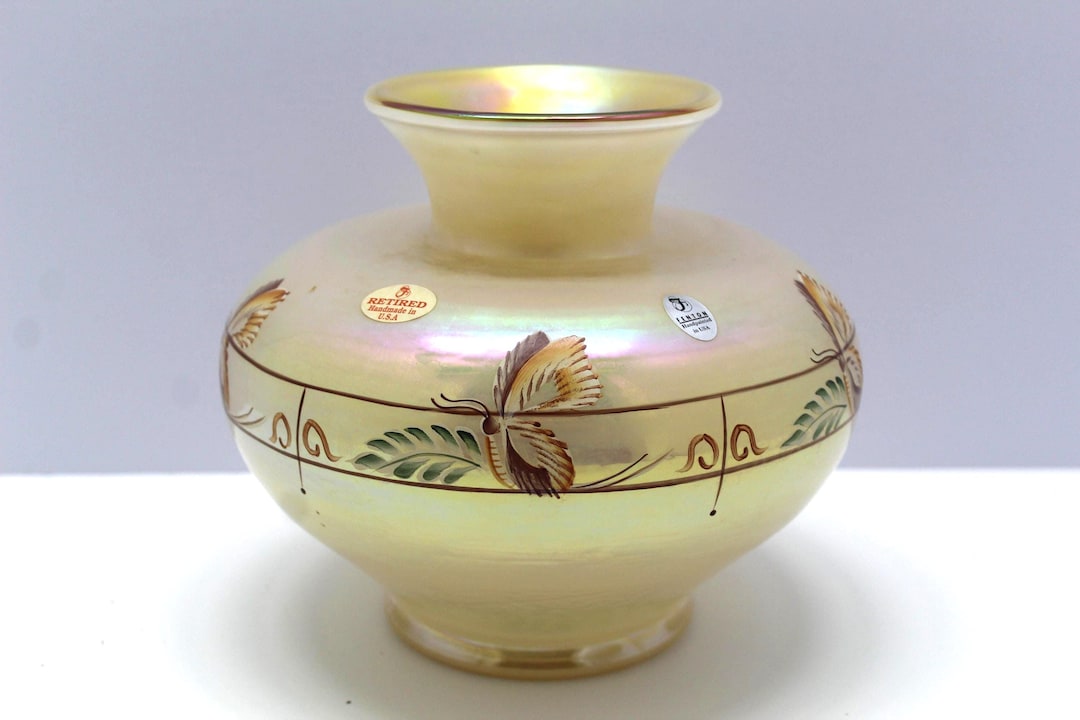 Fenton Millennium Collection Butterfly Iridescent Vase, Artist Signed ...