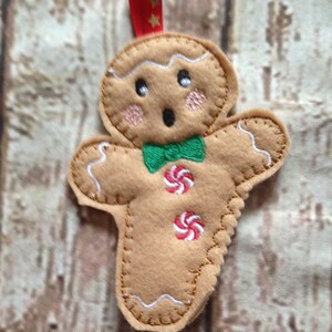 Gingerbread Tree Decorations Home Decor Set of 3, Bitten Felt ...