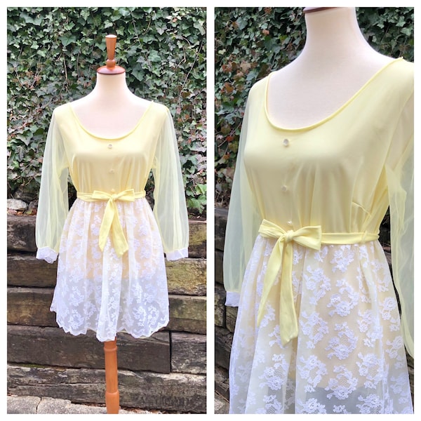 60s Sheer Mini Nightgown - Etsy