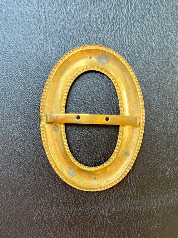 1930s navy blue oval metal slide belt buckle, 30s vin… - Gem