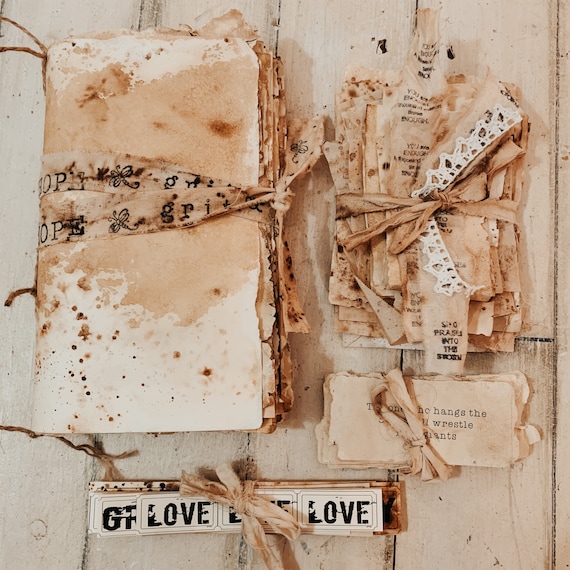 Tea dyed paper journal coffee stained paper Grit and Hope | Etsy