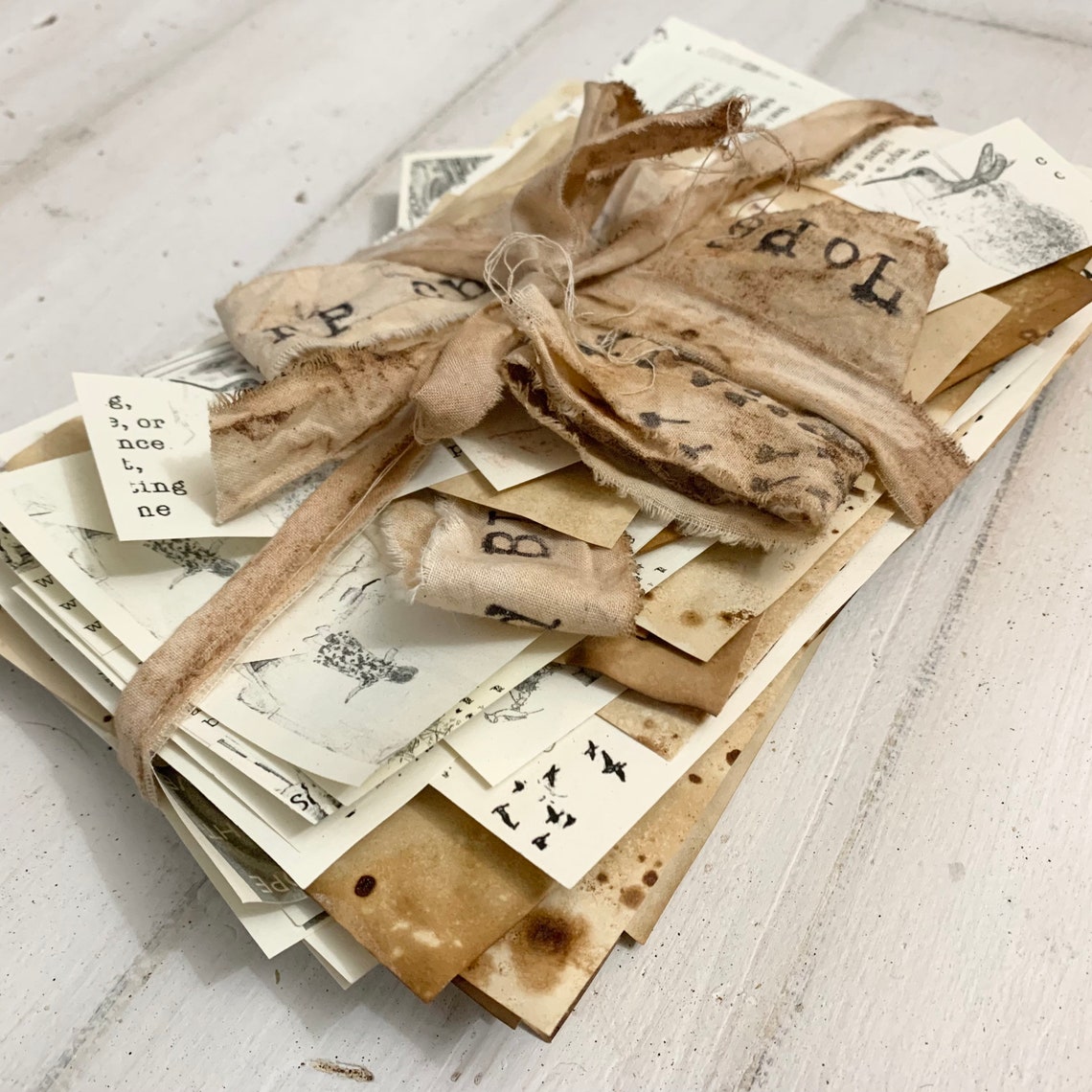 Mega Ephemera and Scrap Bundle Tea Stained Paper Journal | Etsy