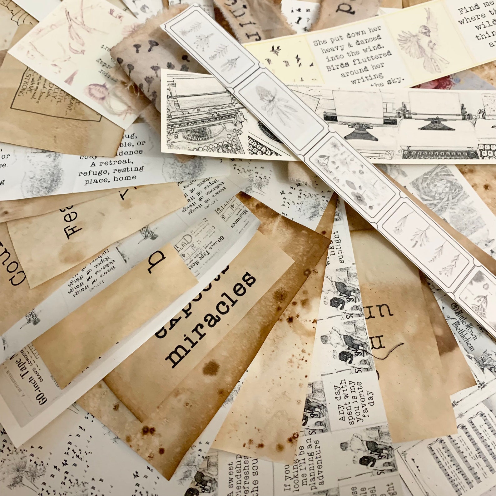 Mega Ephemera and Scrap Bundle Tea Stained Paper Journal - Etsy