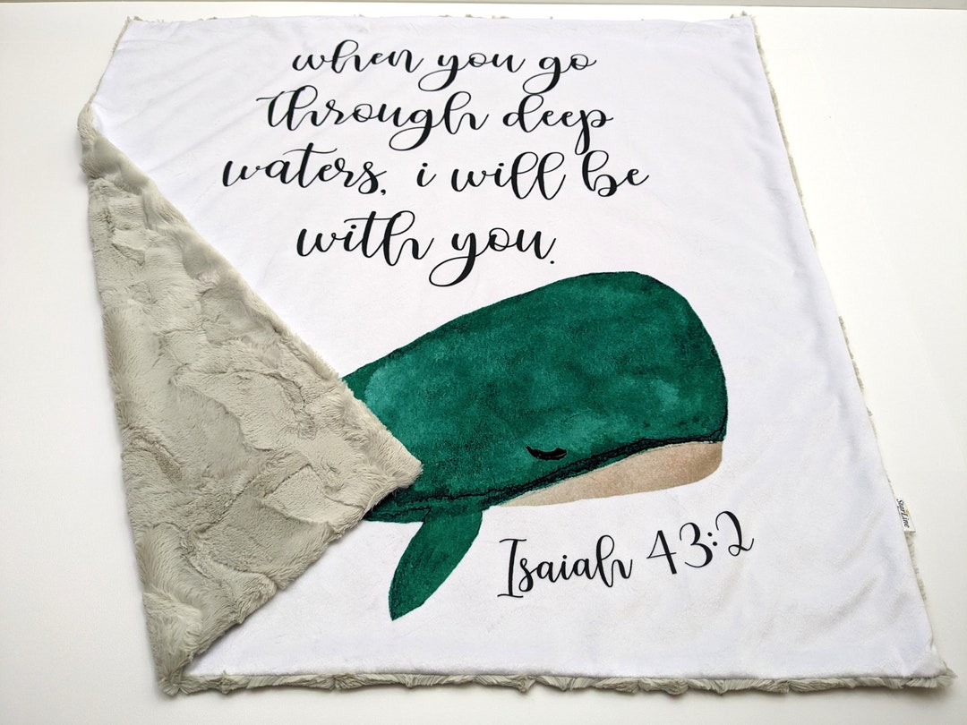 Whale Baby Blanket, Scripture Baby Blanket Minky, Whale Baby Shower ...