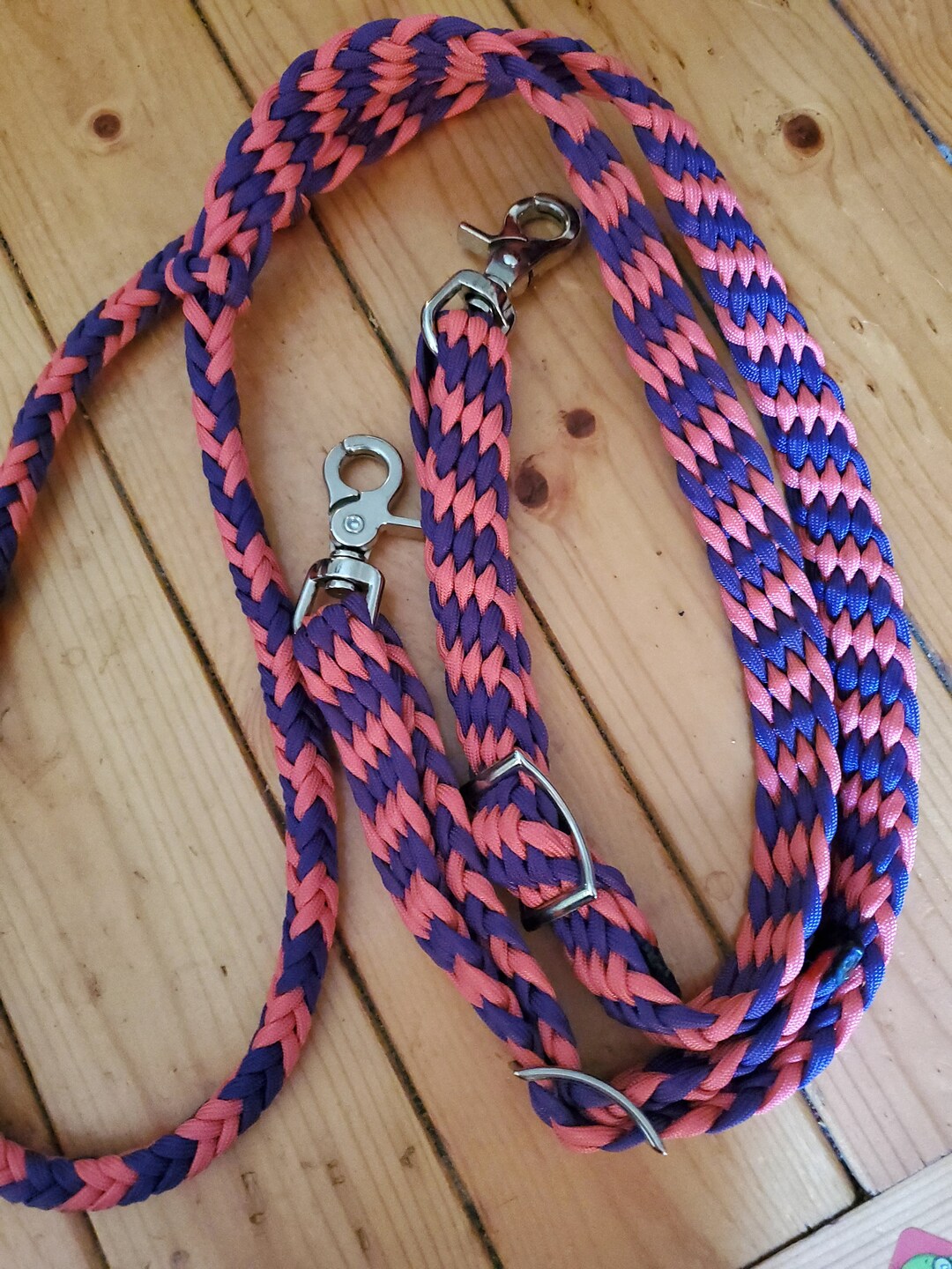 Reins Braided Pink/purple Barrel Adjustable Sport-western Pink/purple ...