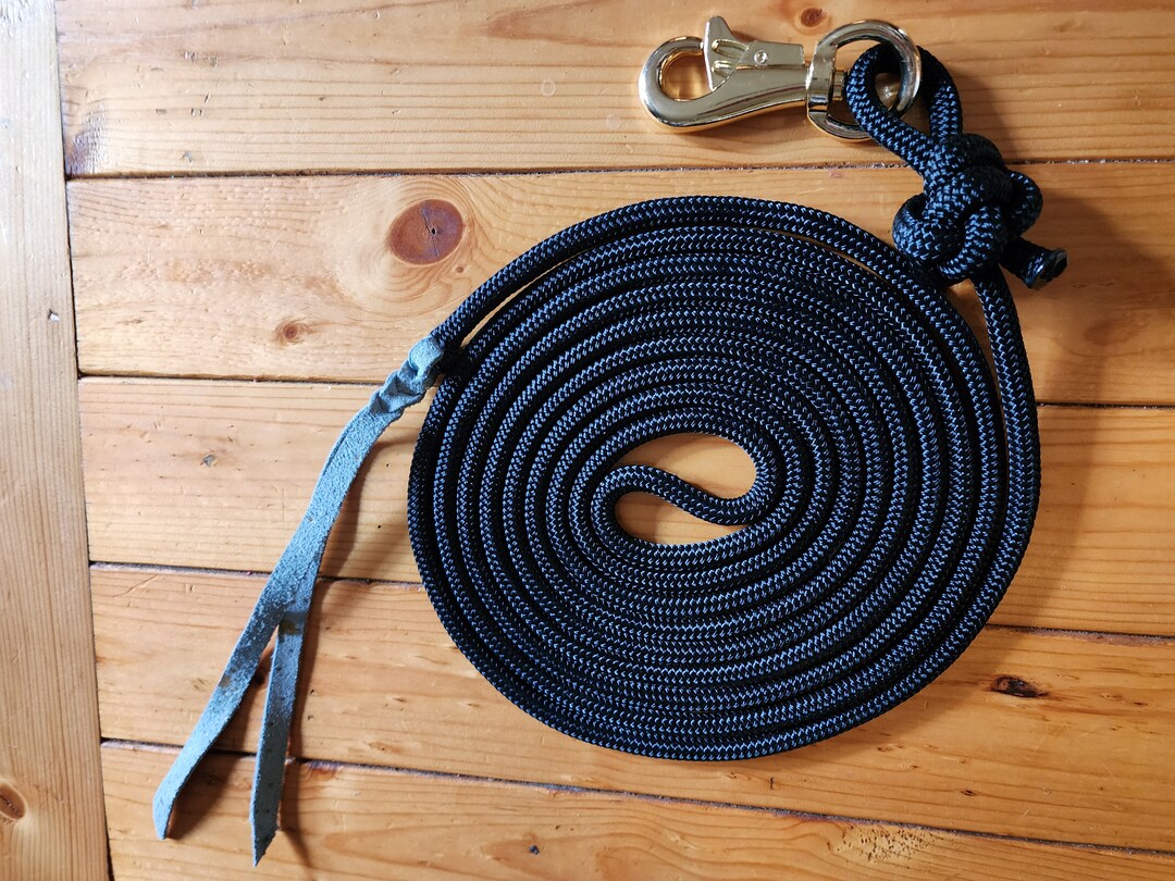 Lead Rope 14ft Black/blue Yacht Rope-horse Lunge Rope-clinician Lead ...
