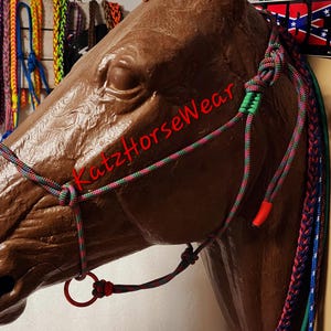 Knotted Rope Horse Halter Tack Sliding Ring Horse Pony Draft Horse Training Halter Custom Fit ...