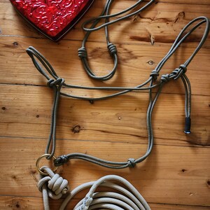 Sliding Ring Rope Horse Halter/14ft Lead Rope3/8 Diameter NO Snap ...