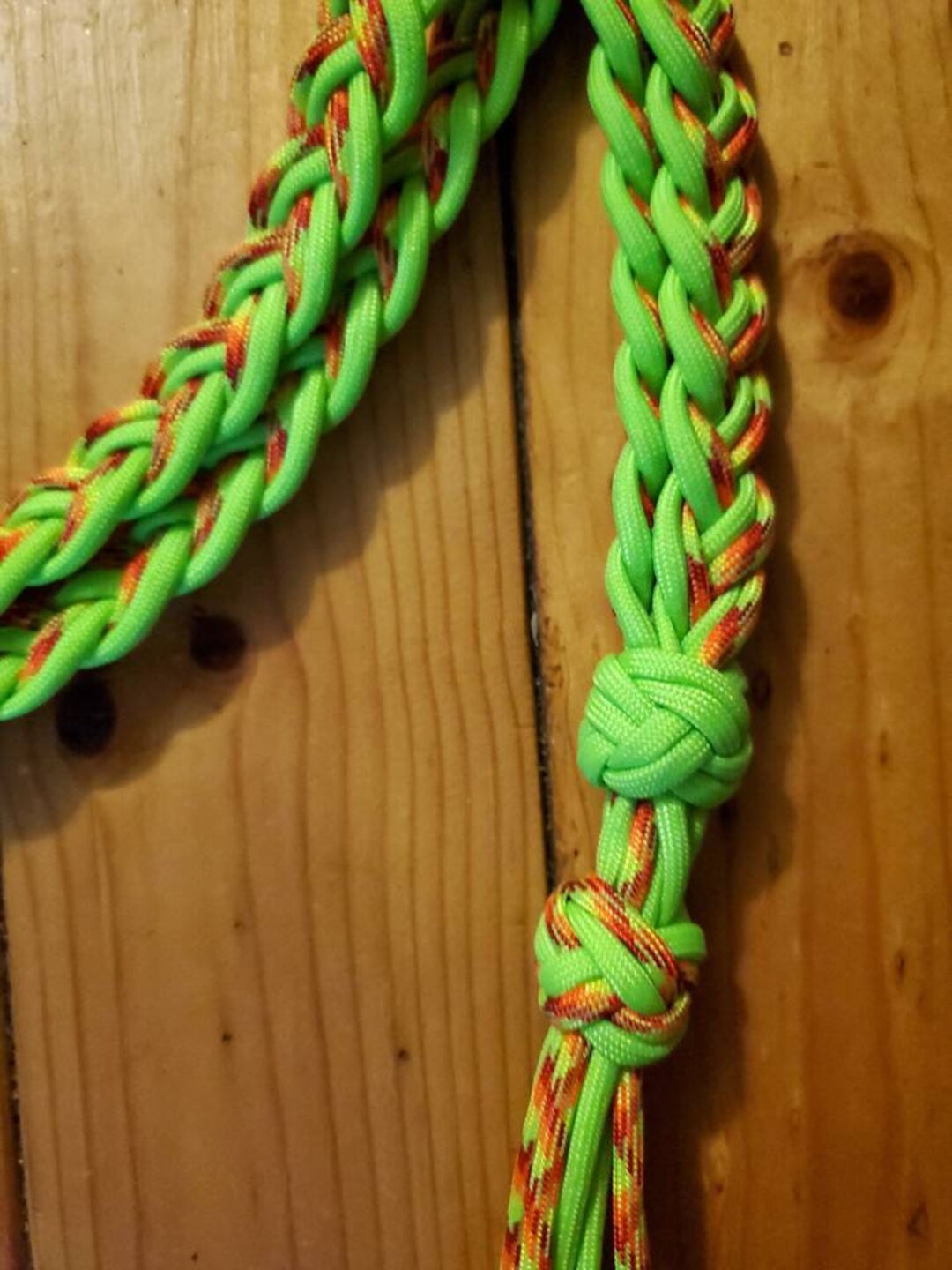 Bridleless Braided Neck Rope Lime Green/fireball-paracord Braided ...